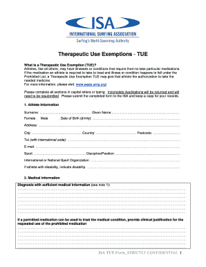 Fillable Online Therapeutic Use Exemptions - TUE Fax Email Print ...