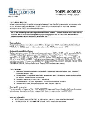 Fillable Online TOEFL SCORES Fax Email Print - pdfFiller