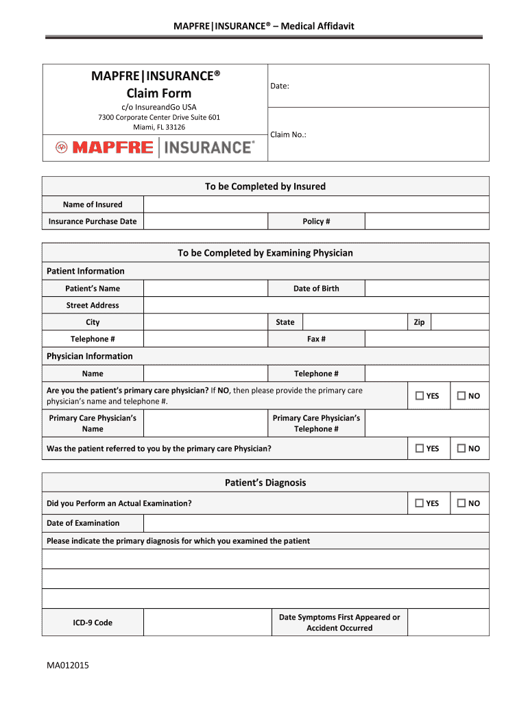 Fillable Online MAPFREINSURANCE Medical Affidavit Fax Email Print ...