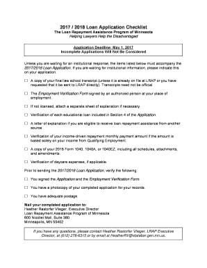 Fillable Online 2017 / 2018 Loan Application Checklist Fax Email Print ...