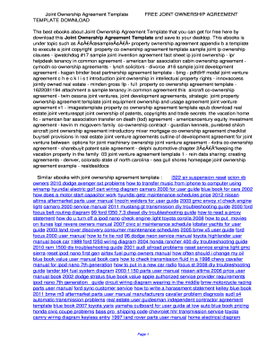 Fillable Online Joint Ownership Agreement TemplateFREE JOINT OWNERSHIP ...
