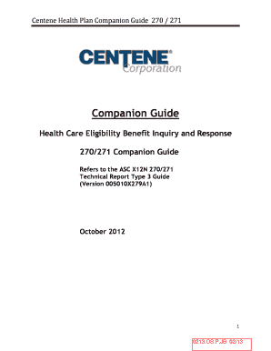 Fillable Online Centene Health Plan Companion Guide 270 / 271 Fax Email ...