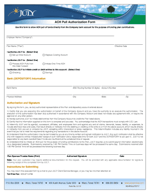 Fillable Online ACH Pull Authorization Form Fax Email Print - pdfFiller