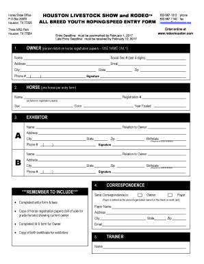 Fillable Online ALL BREED YOUTH ROPING/SPEED ENTRY FORM Fax Email Print ...