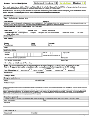 Fillable Online Patient Details- New/Update Fax Email Print - pdfFiller