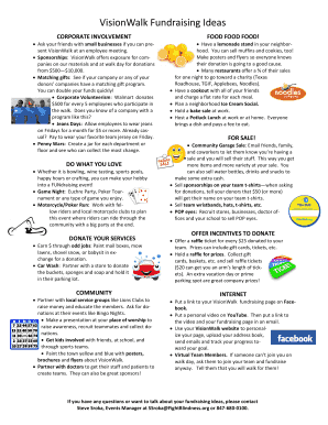 Fillable Online VisionWalk Fundraising Ideas Fax Email Print - pdfFiller