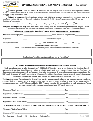 Fillable Online OVERLOAD/STIPEND PAYMENT REQUEST Fax Email Print - pdfFiller