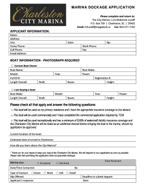 Fillable Online MARINA DOCKAGE APPLICATION Fax Email Print - pdfFiller