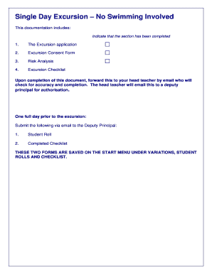 Fillable Online Single Day Excursion No Swimming Involved Fax Email ...