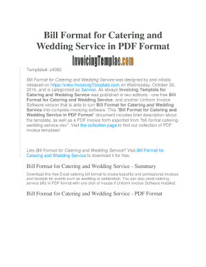 Fillable Online Bill Format for Catering and Fax Email Print - pdfFiller