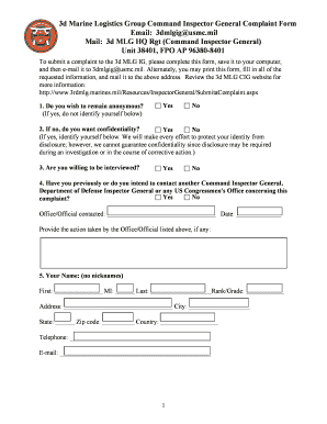 Fillable Online 3d Marine Logistics Group Command Inspector General ...
