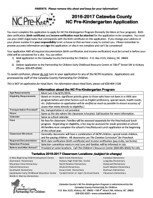 Fillable Online NC Pre-Kindergarten Application Fax Email Print - pdfFiller