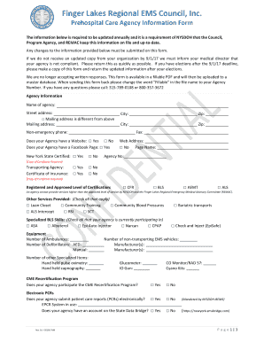 Fillable Online Prehospital Care Agency Information Form Fax Email ...