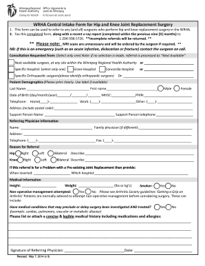 Fillable Online WRHA SURGERY PROGRAM, Fax Email Print - pdfFiller