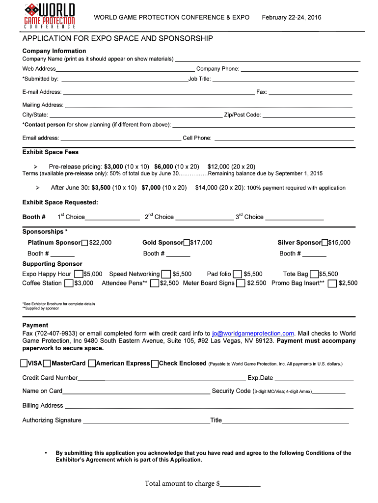 Fillable Online World Game Protection Conference & Expo Fax Email Print ...
