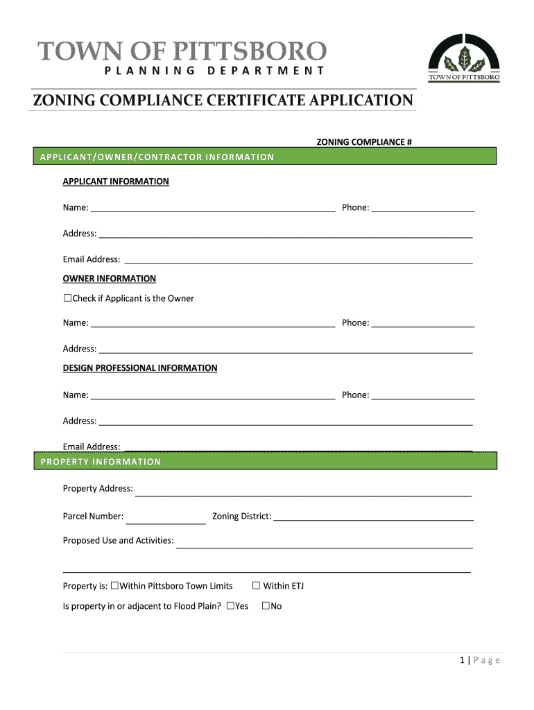 Fillable Online ZONING COMPLIANCE # Fax Email Print - pdfFiller