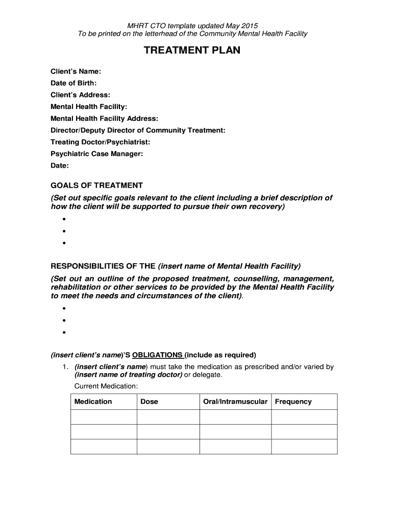 Fillable Online MHRT CTO template updated May 2015 Fax Email Print - pdfFiller