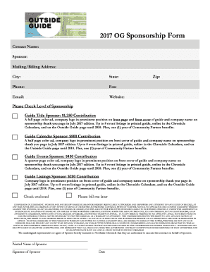 Fillable Online 2017 OG Sponsorship Form Fax Email Print - pdfFiller