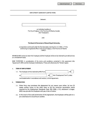 Fillable Online EMPLOYMENT AGREEMENT (LIMITED TERM) Fax Email Print ...