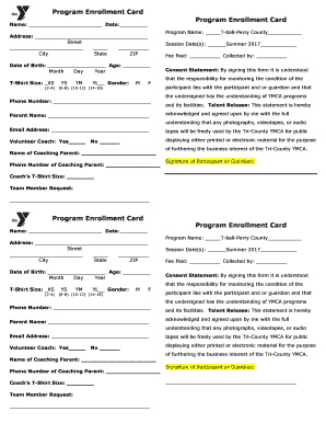 Fillable Online Program Enrollment Card Fax Email Print - pdfFiller