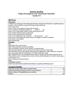 Fillable Online Project Descriptions and Assessment Checklists Fax ...