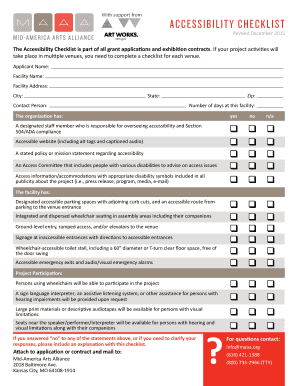 Fillable Online ACCESSIBILIT Y CHECKLIST Fax Email Print - pdfFiller