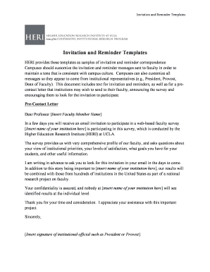 Fillable Online Invitation and Reminder Templates Fax Email Print ...