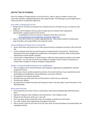 Fillable Online Job Fair Tips for Students Fax Email Print - pdfFiller