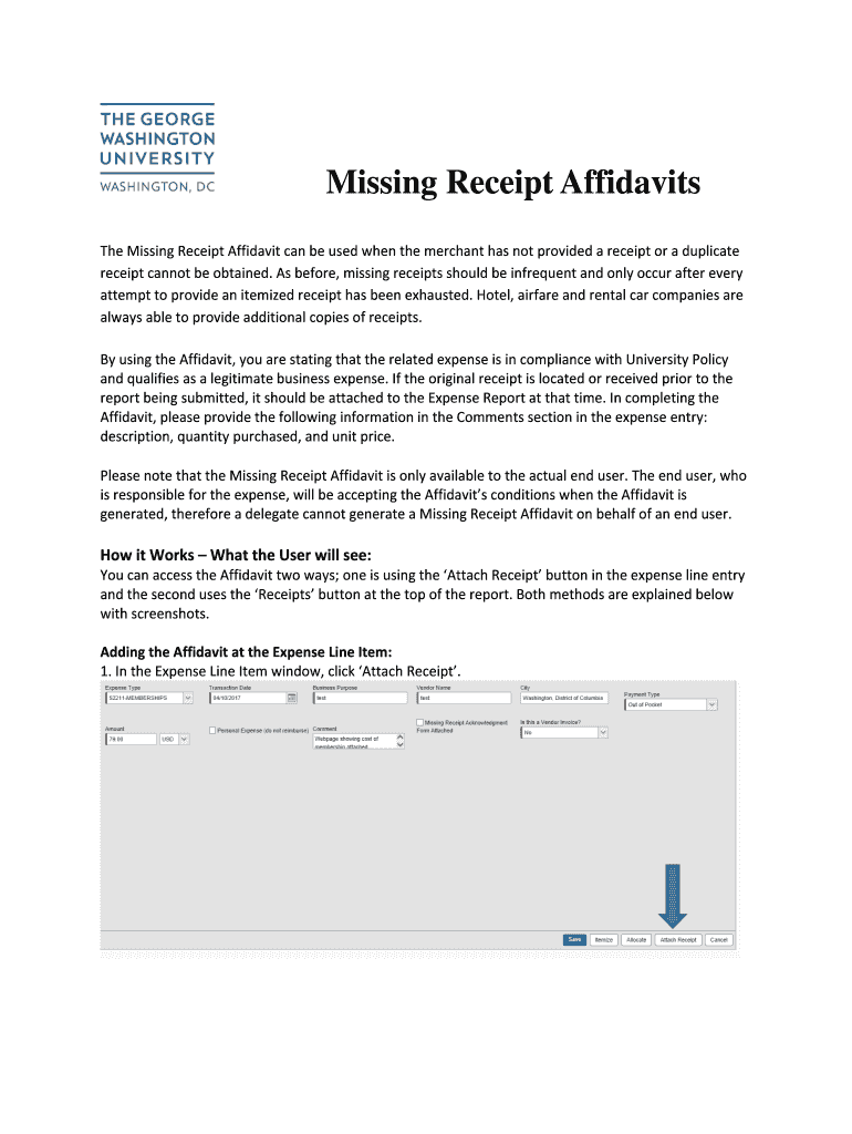 Fillable Online Missing Receipt Affidavits Fax Email Print - pdfFiller