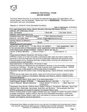 Fillable Online COMMON PROPOSAL FORM Fax Email Print - pdfFiller