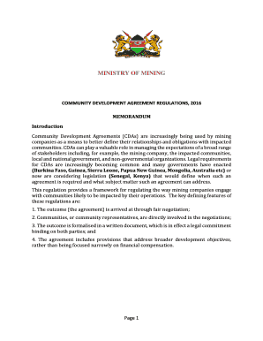 Fillable Online COMMUNITY DEVELOPMENT AGREEMENT REGULATIONS, 2016 Fax ...