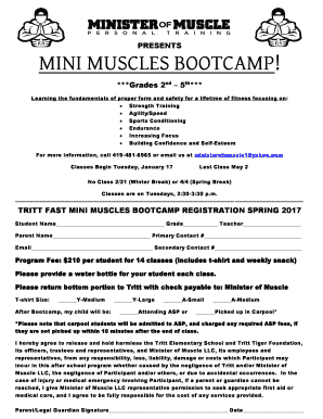 Fillable Online MINI MUSCLES BOOTCAMP Fax Email Print - pdfFiller
