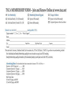 Fillable Online TSCA MEMBERSHIP FORM Join and Renew Online at www Fax ...