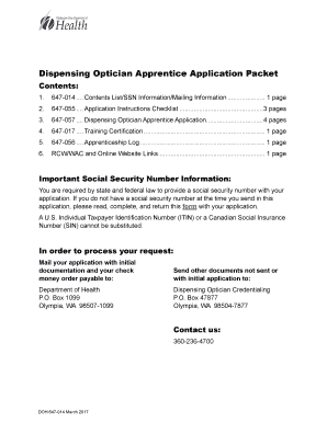 Fillable Online Dispensing Optician Apprentice Application Fax Email ...
