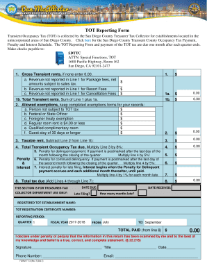 Fillable Online TOT Reporting Form Fax Email Print - pdfFiller