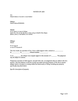 Fillable Online Notice of Lien form Fax Email Print - pdfFiller