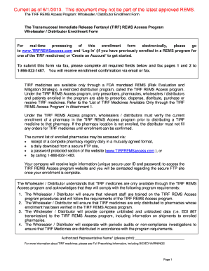 Fillable Online TIRF REMS. transmucosal immediate release products REMS ...