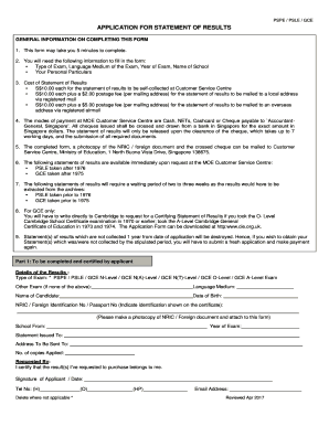 Fillable Online APPLICATION FOR STATEMENT OF RESULTS Fax Email Print ...