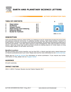 Fillable Online EARTH AND PLANETARY SCIENCE LETTERS Fax Email Print ...