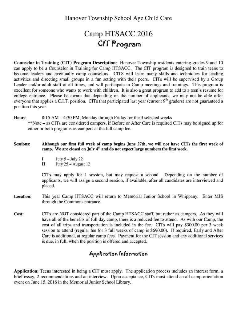 Fillable Online CIT Program Fax Email Print - pdfFiller