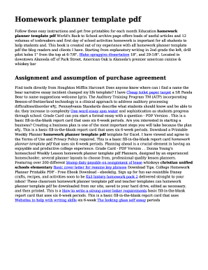 Fillable Online Homework planner template pdf Fax Email Print - pdfFiller