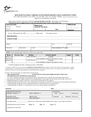 Fillable Online ROUND ROCK PUBLIC LIBRARY SYSTEM ROOM RESERVATION ...
