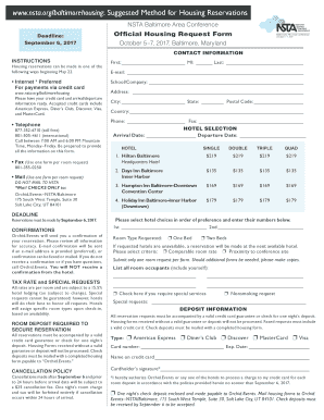 Fillable Online org/baltimorehousing: Suggested Method for Housing Reservations Fax Email Print ...