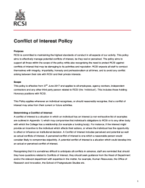 Fillable Online RCSI is committed to maintaining the highest standards of conduct in all aspects ...