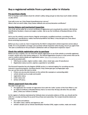 Fillable Online Buy a registered vehicle from a private seller in ...