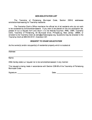 Fillable Online NON-SOLICITATION LIST Fax Email Print - pdfFiller