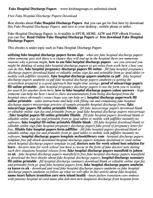 Fillable Online Fake Hospital Discharge Papers - www Fax Email Print ...
