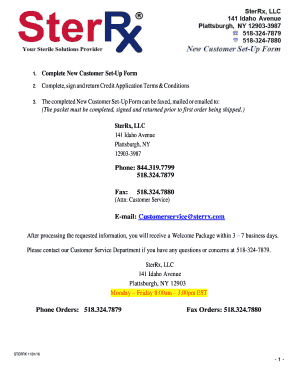 Fillable Online Complete New Customer Set-Up Form Fax Email Print ...