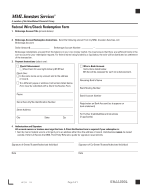 Fillable Online Federal Wire/Check Redemption Form Fax Email Print ...
