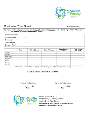 Fillable Online Contractor Time Sheet Fax Email Print - pdfFiller